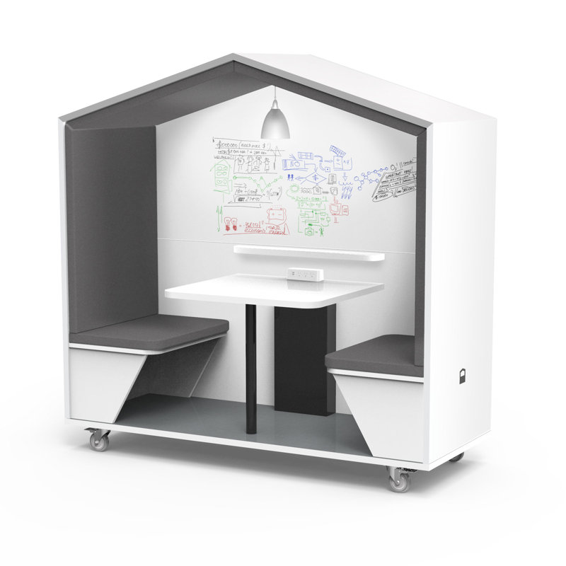 Nook Pod Nook Huddle 2 Person Work Pod, White Laminate Shell, Fabric, Markerboard Panel | Wayfair